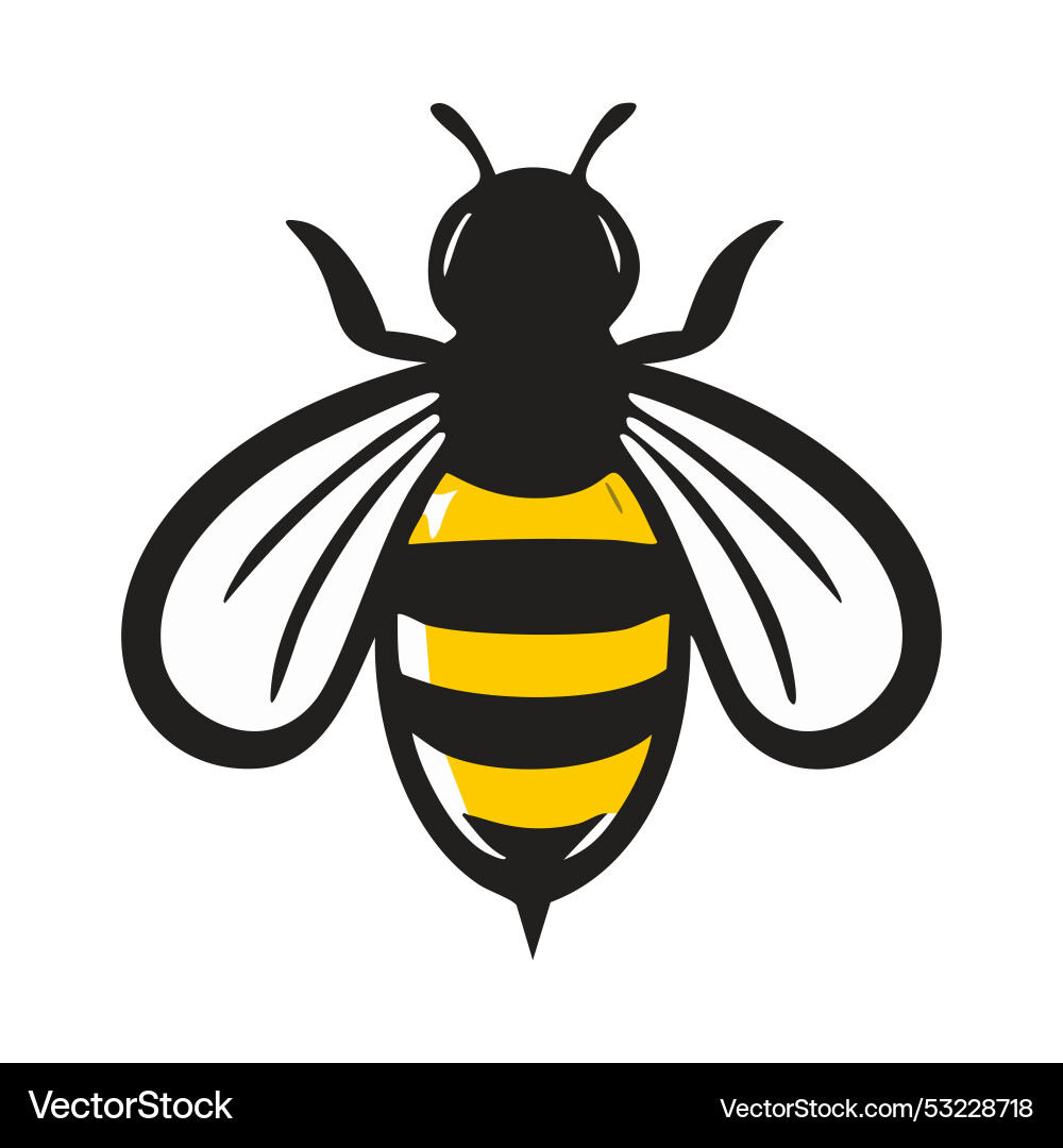 Black and yellow bee icon Royalty Free Vector Image