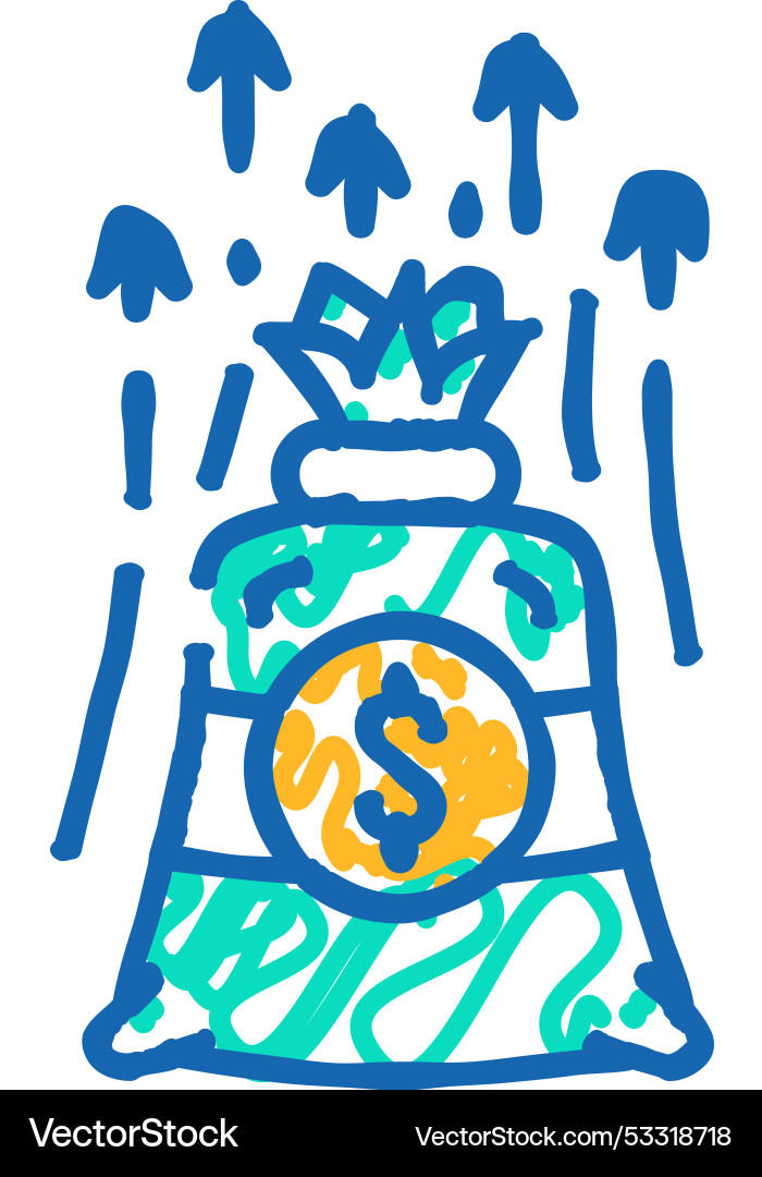 Business growth icon doodle Royalty Free Vector Image