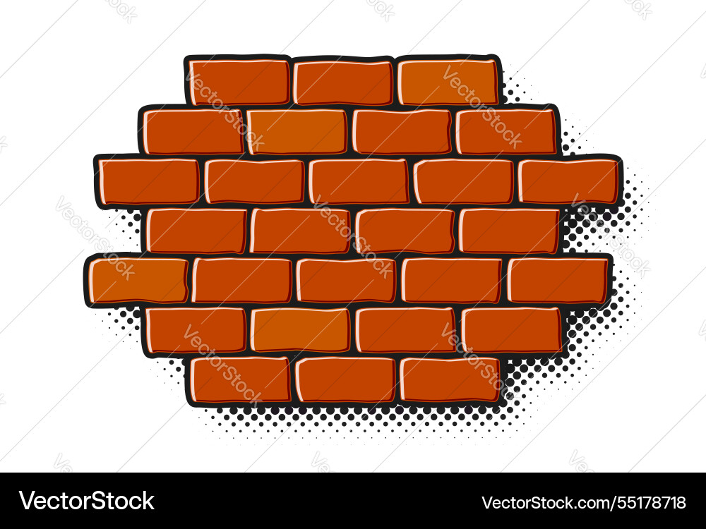 Cartoon brick wall fragment Royalty Free Vector Image
