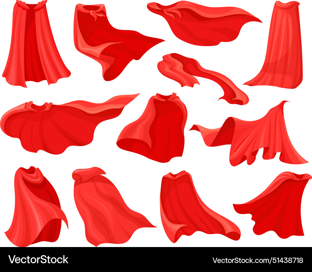 Cartoon red cloaks superhero fly capes magic Vector Image