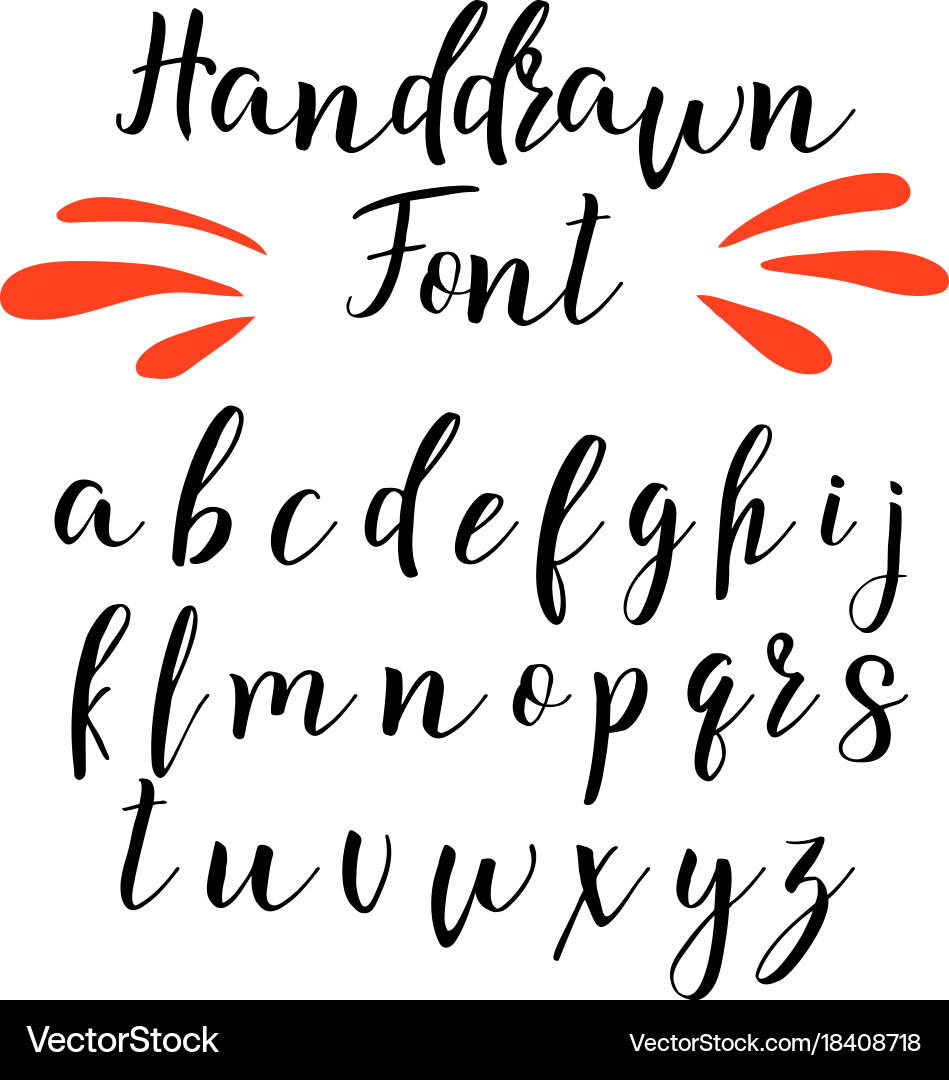 Handwritten calligraphy font alphabet Royalty Free Vector
