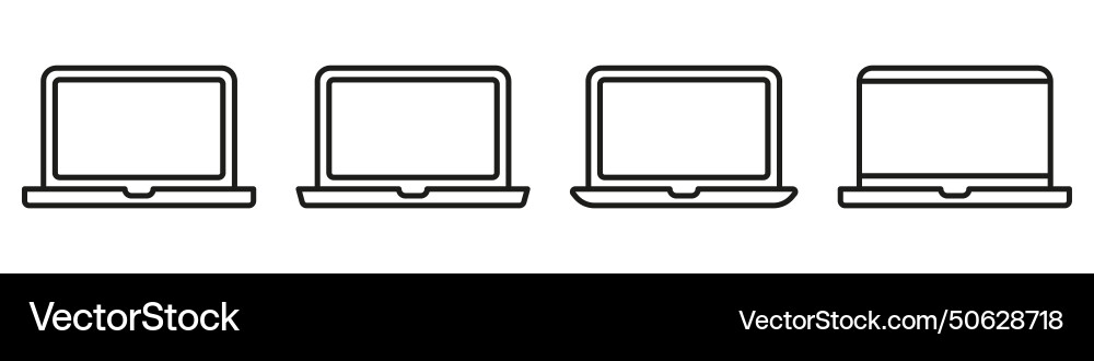 Laptop icons set different style Royalty Free Vector Image