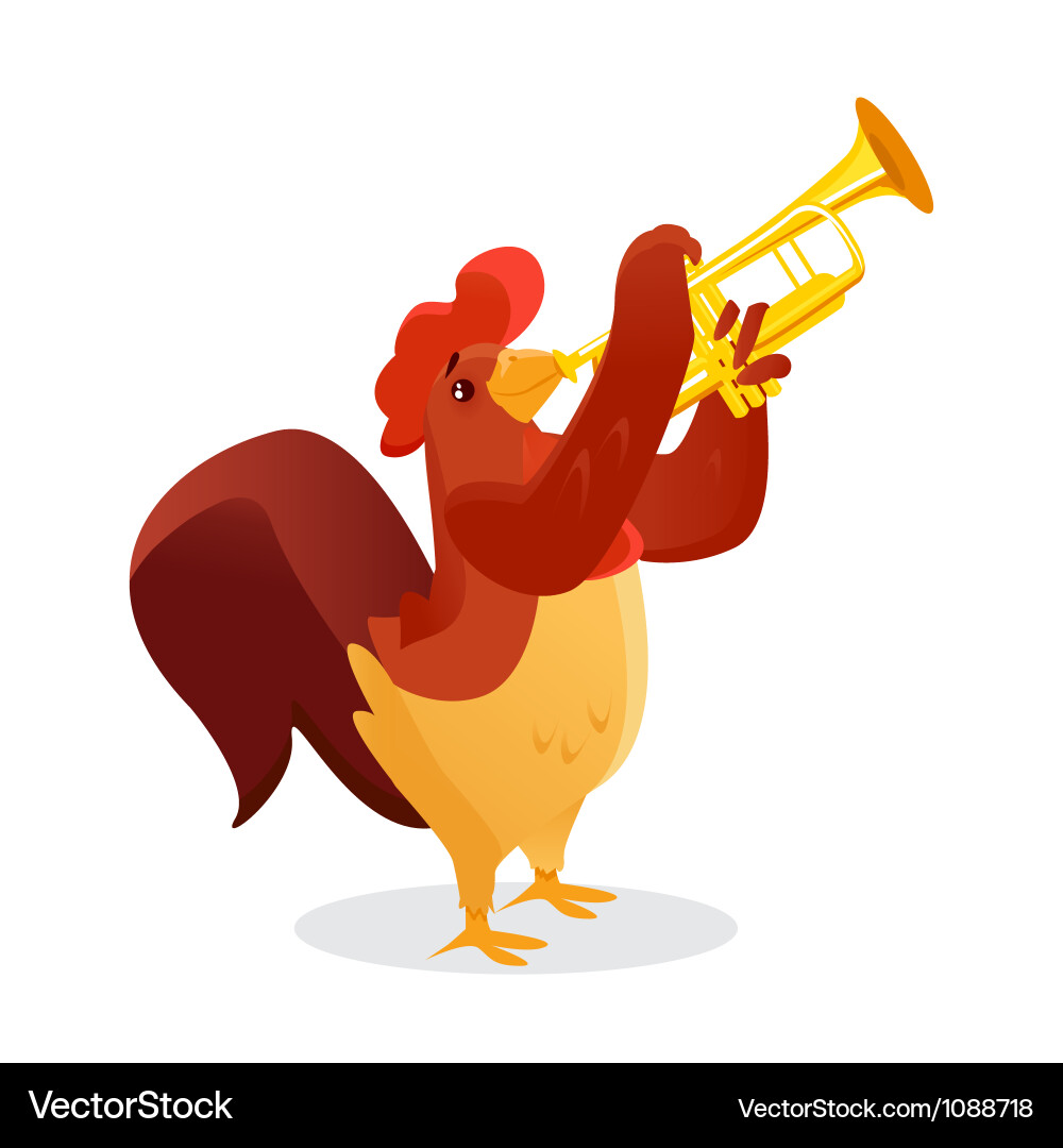 Musical animals rooster trumpet Royalty Free Vector Image