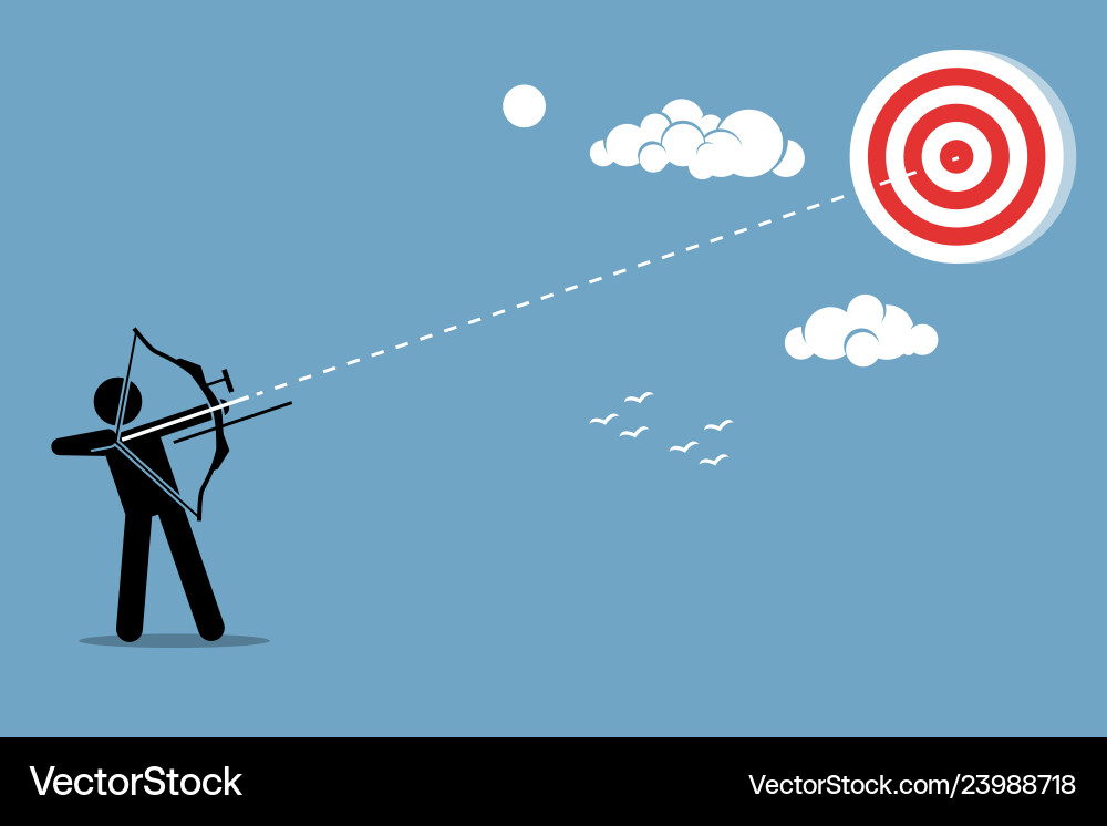 Person using a bow to aim and shoot an arrow Vector Image