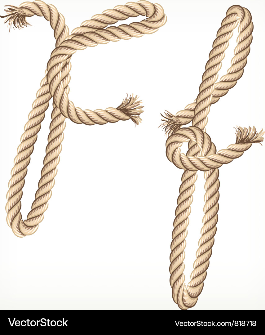 Rope alphabet letter f Royalty Free Vector Image