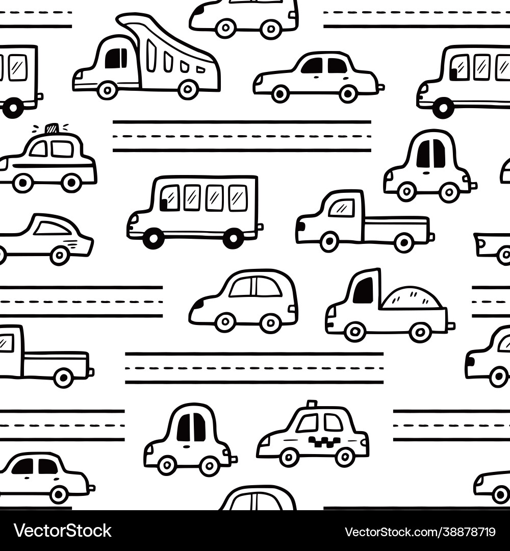 Auto Muster doodle Skizze Stil Lizenzfreies Vektorbild