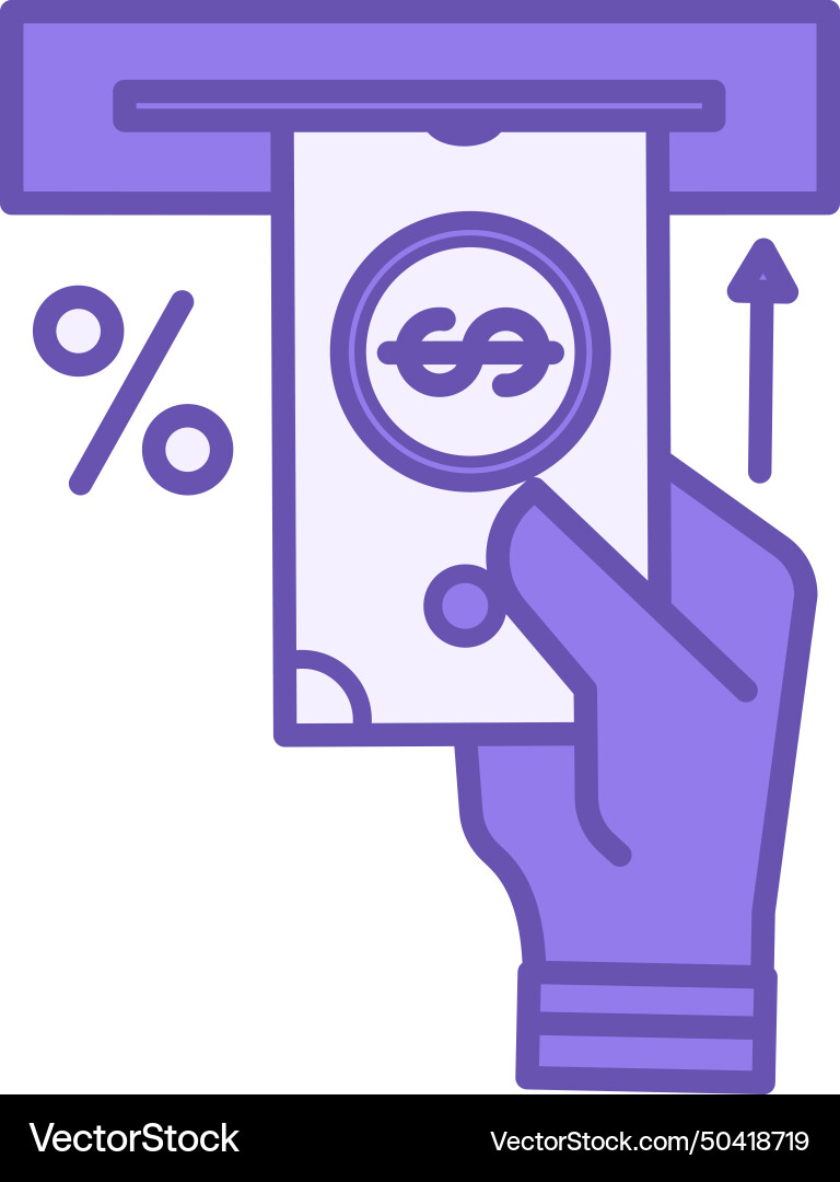 Colored deposit icon human hand invests Royalty Free Vector