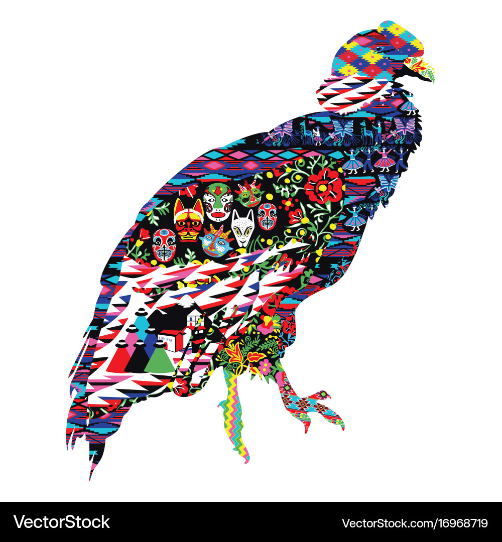 Condor bird with patterns Royalty Free Vector Image