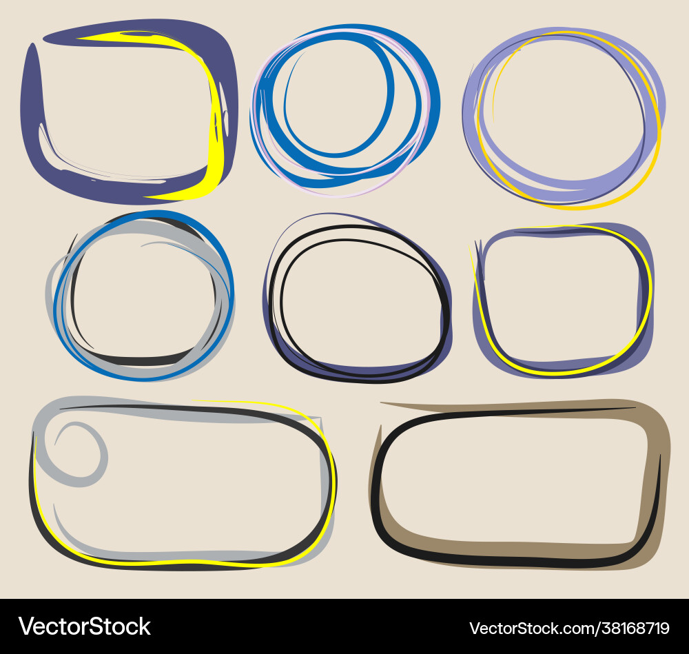 Decorative doodle frames set place for text Vector Image