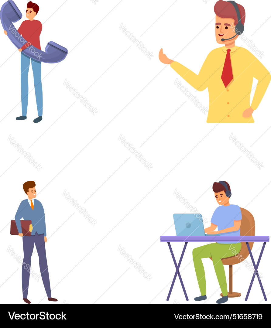 Distance learning icons set cartoon people Vector Image