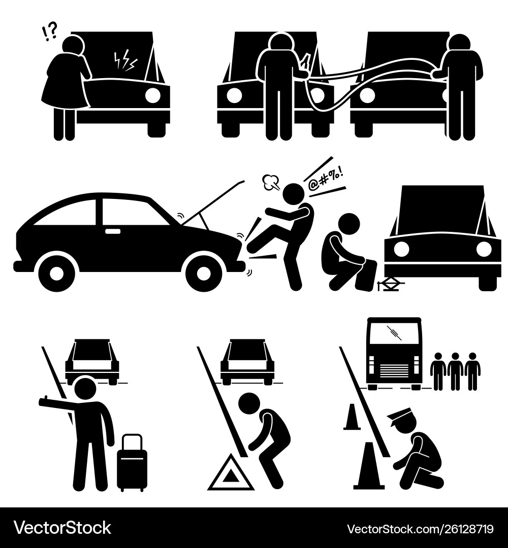 Fixing a car breakdown broke down repair Vector Image