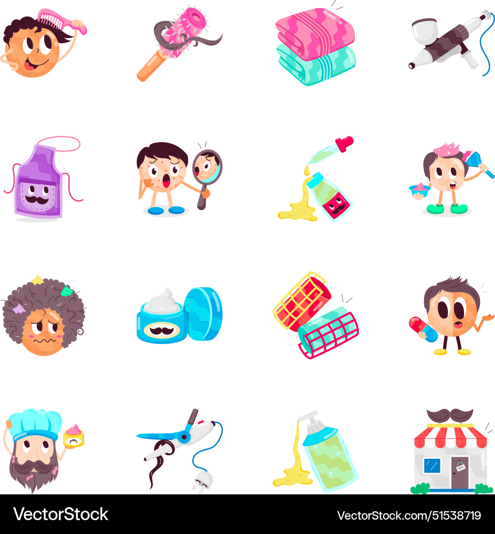 Flat style barber shop stickers Royalty Free Vector Image