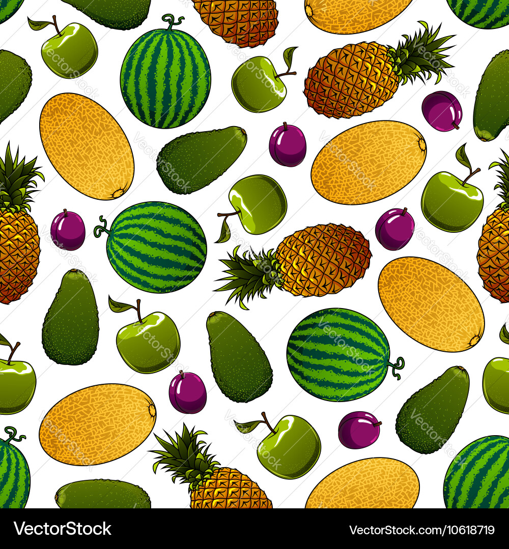 Fresh fruits seamless pattern for food design Vector Image