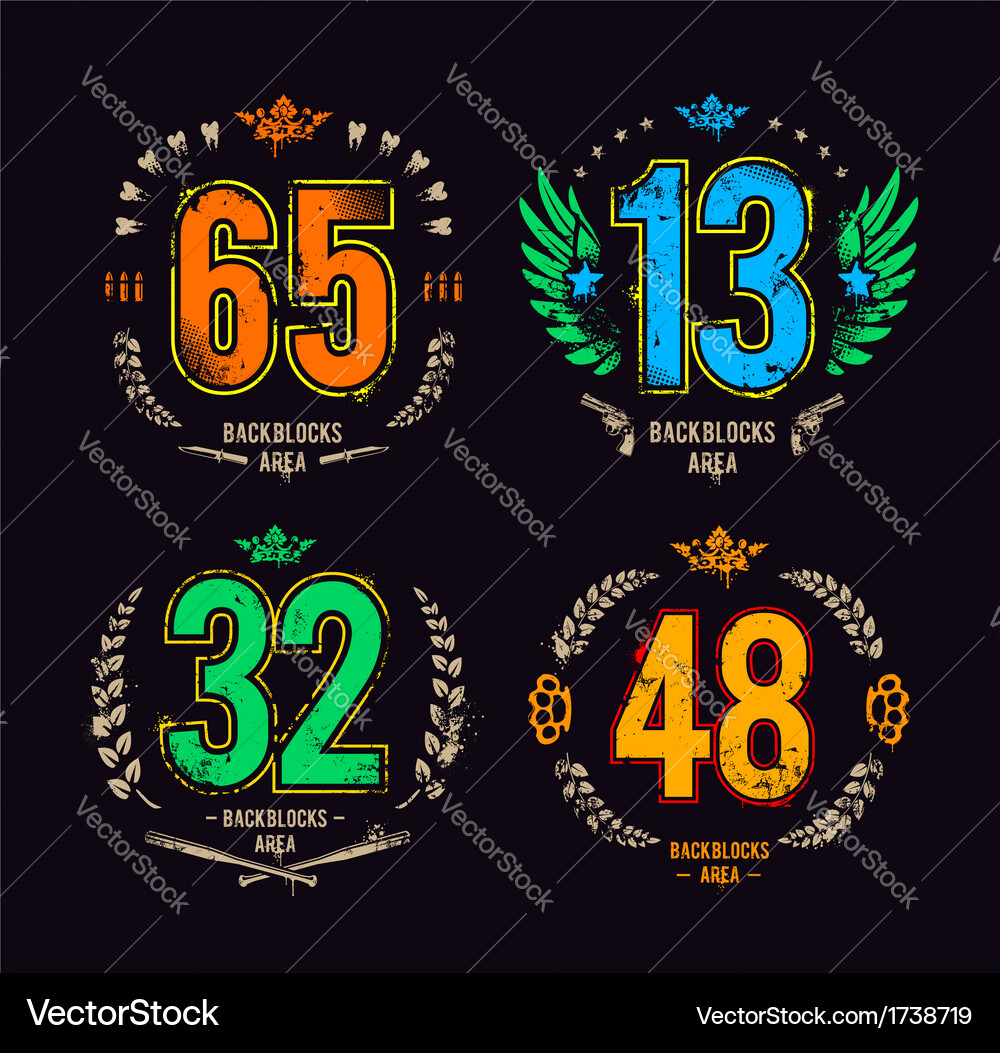 Gangster Lucky Numbers Grunge Royalty Free Vector Image