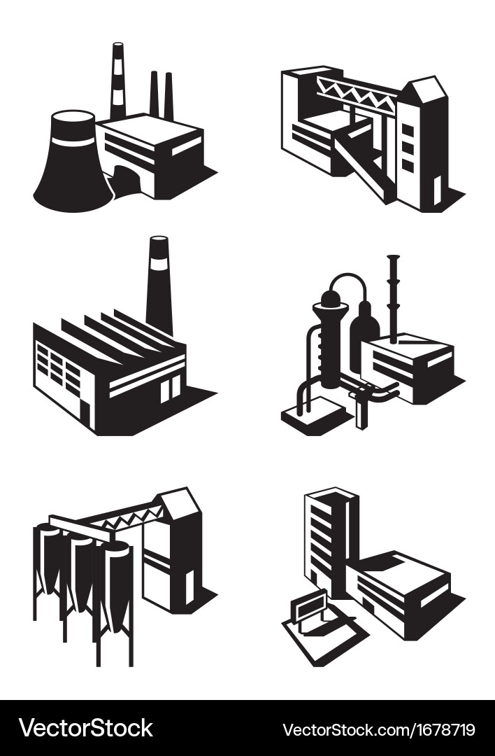 Industrial Facility Icons Royalty Free Vector Image