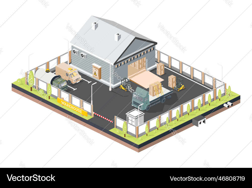 Isometric distribution logistic center warehouse Vector Image