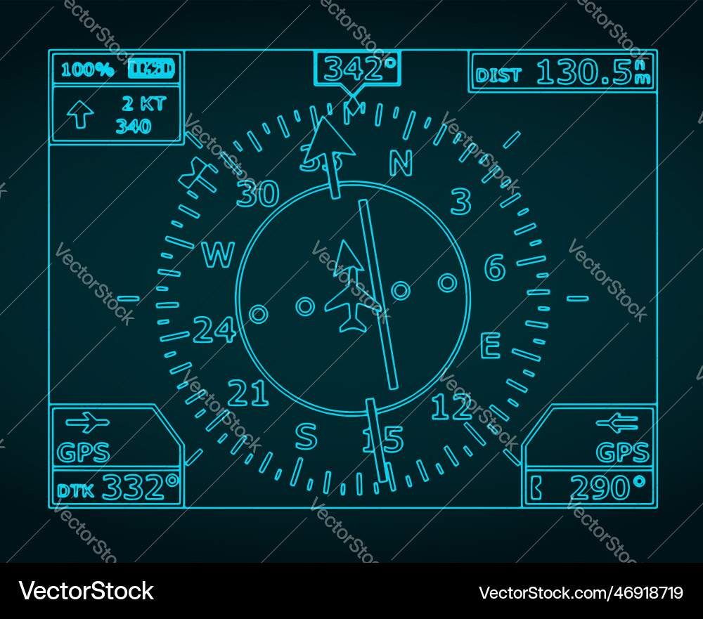 Navigation system blueprint Royalty Free Vector Image