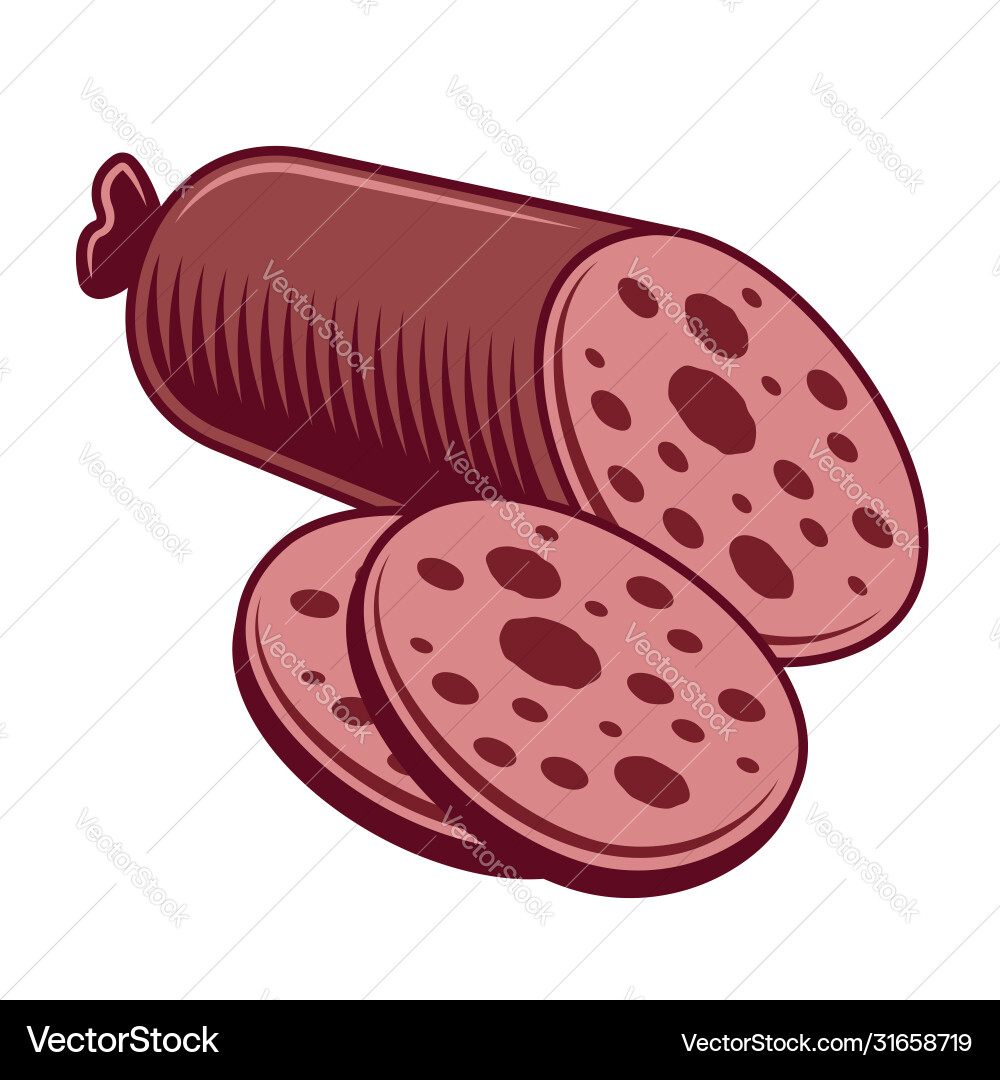 Salami sliced sausage graphic object Royalty Free Vector