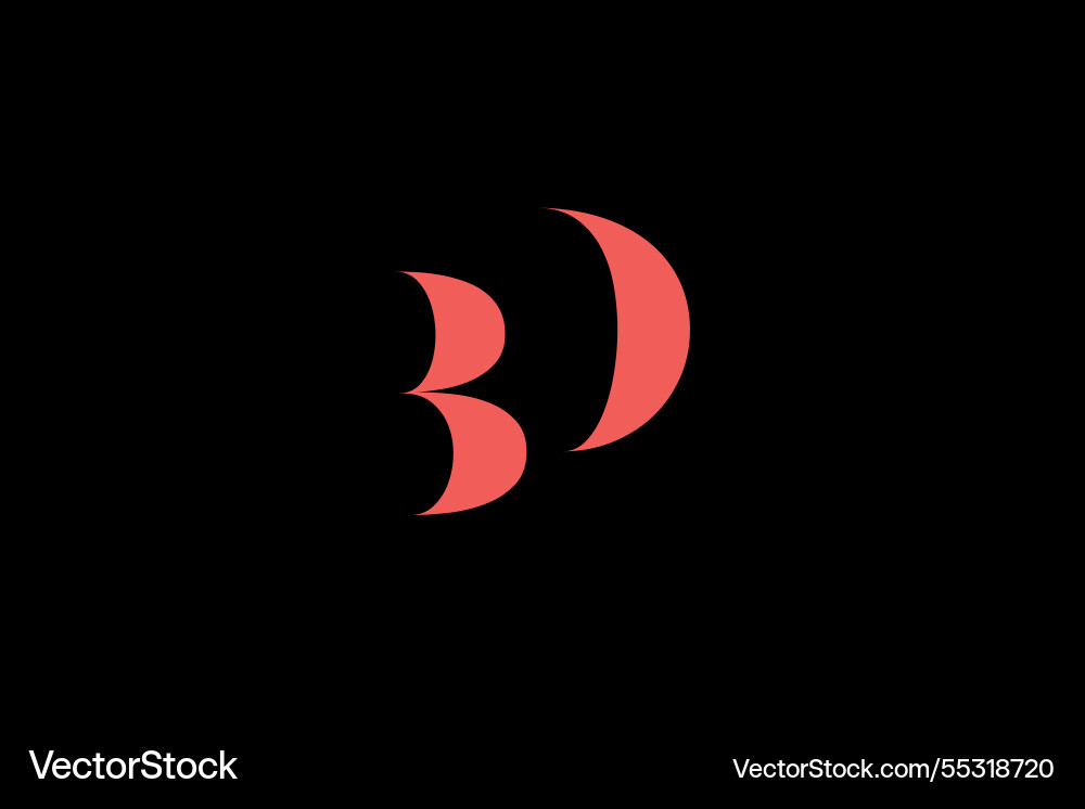 Abstract letter bd minimal logo design template Vector Image