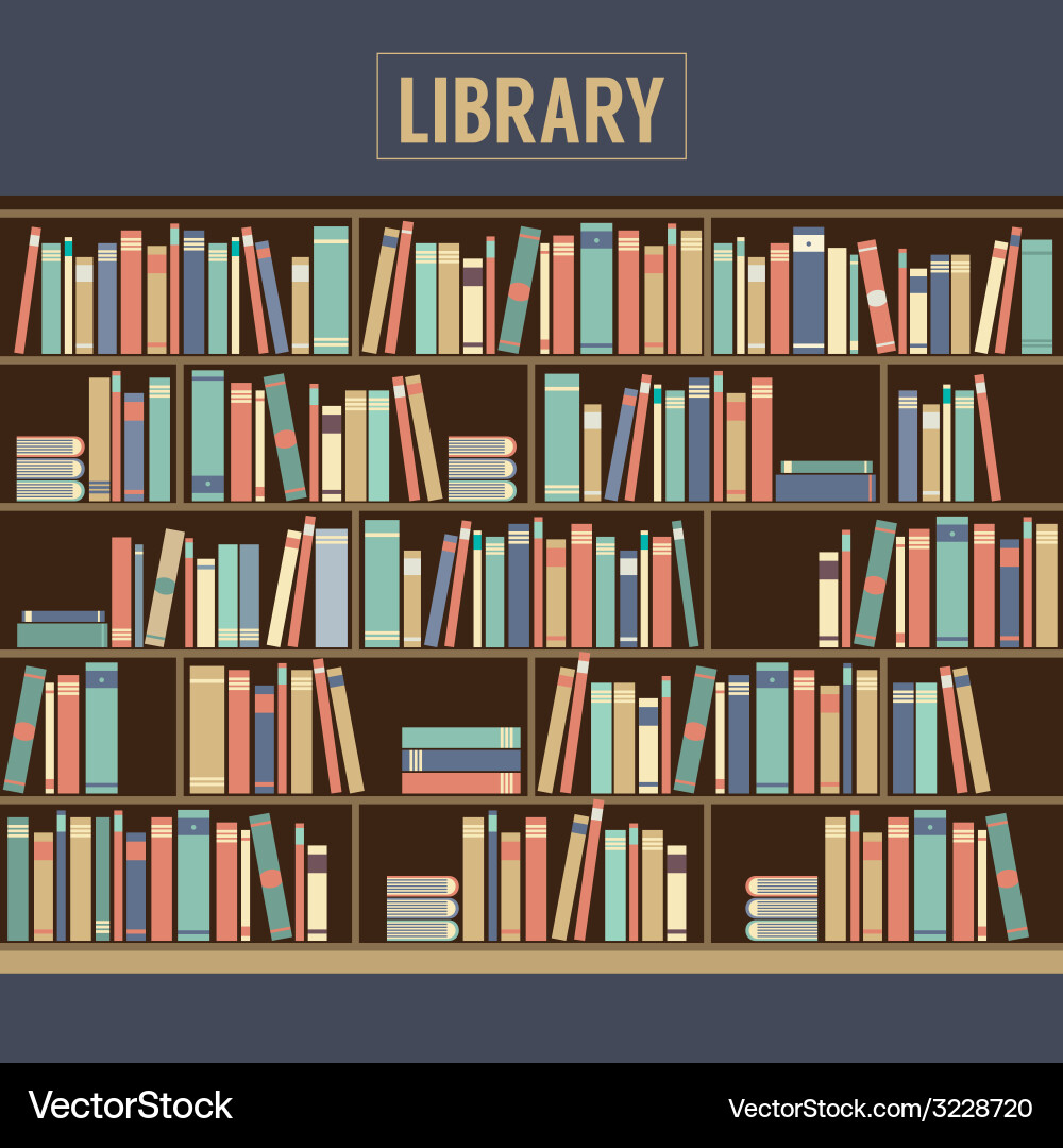 Bookcase in library Royalty Free Vector Image - VectorStock
