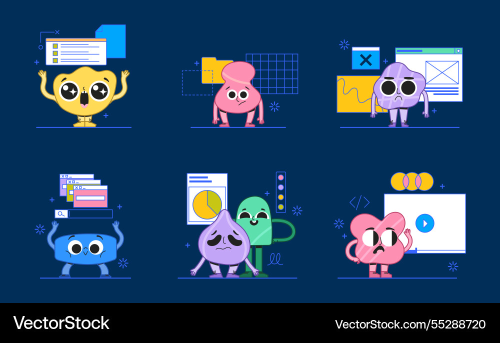 Cartoon characters interacting with digital Vector Image