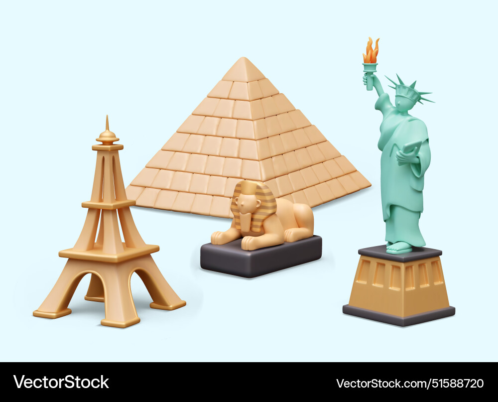 Concept of world monuments creative poster Vector Image