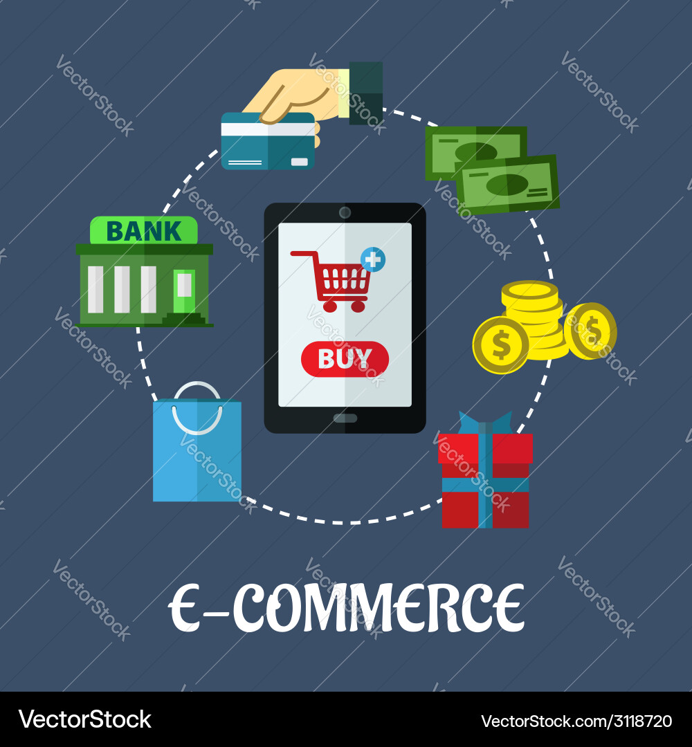 E-commerce flat concept showing payment options Vector Image