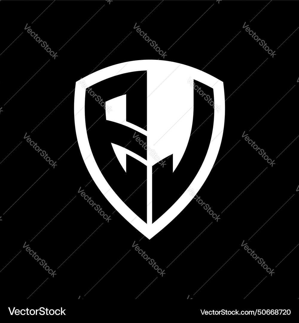 Ej monogram logo with bold letters shield shape Vector Image