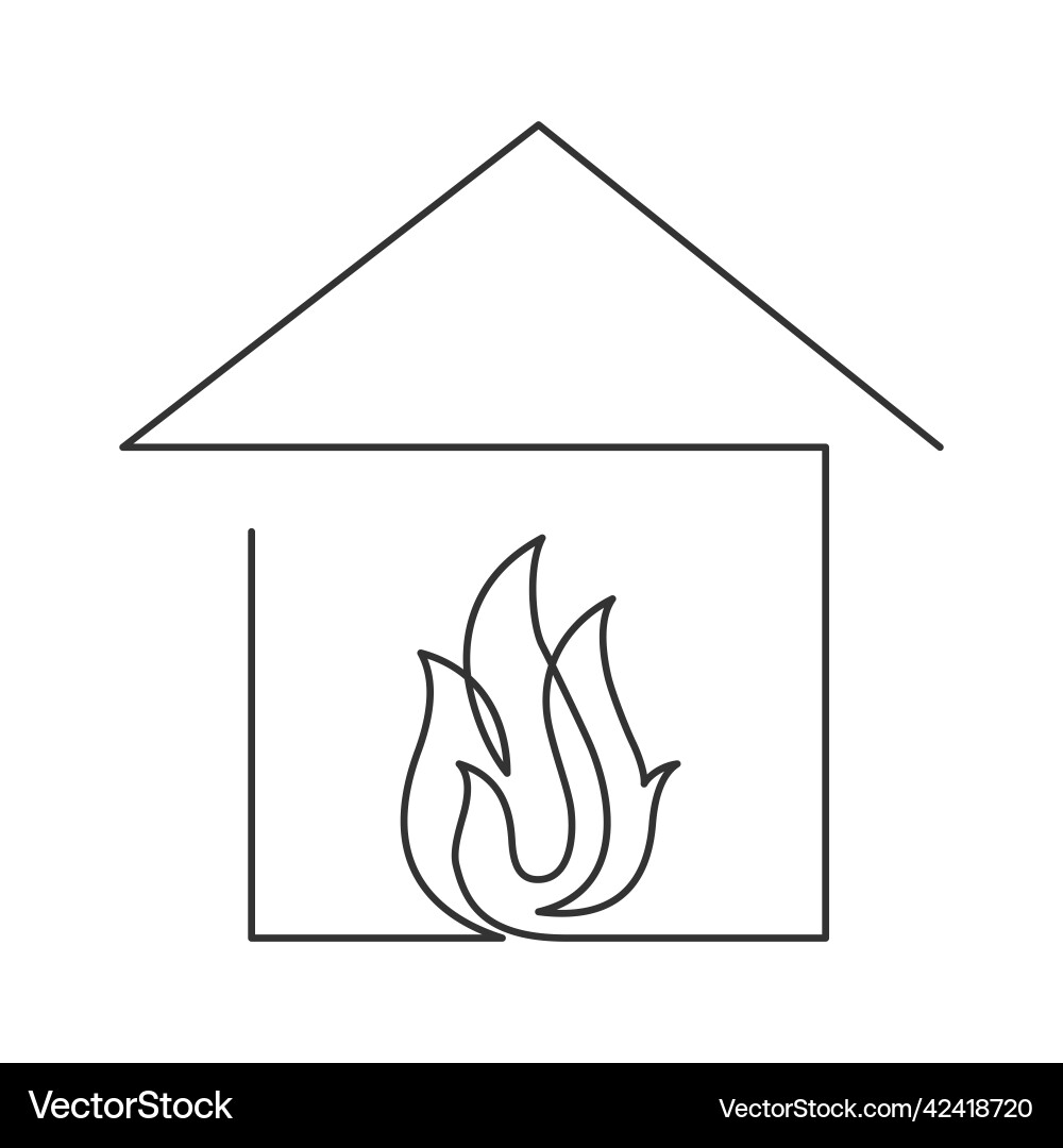 Fire house one line Royalty Free Vector Image - VectorStock
