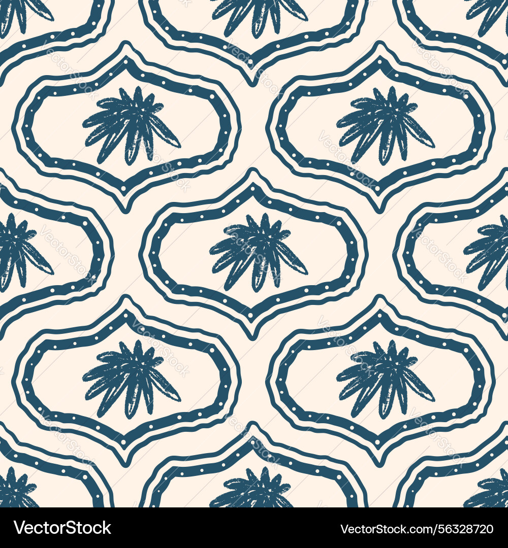 Flowers seamless pattern damask block print Vector Image