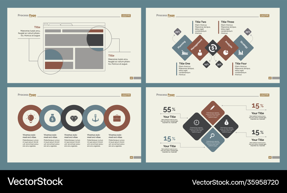 Four teamwork slide templates set Royalty Free Vector Image