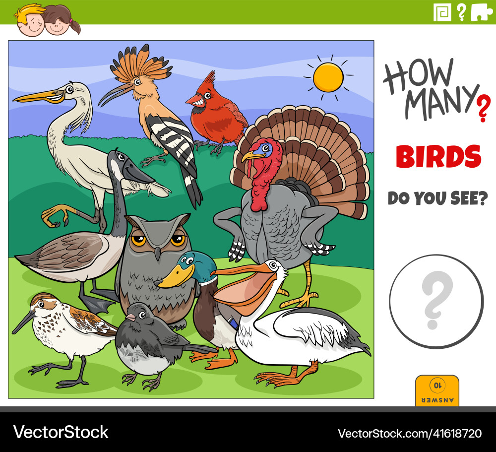 How many birds educational cartoon game Royalty Free Vector