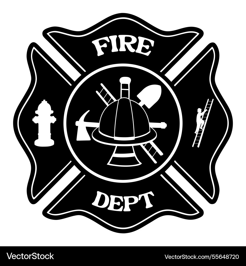 Maltese cross fire badge concept Royalty Free Vector Image