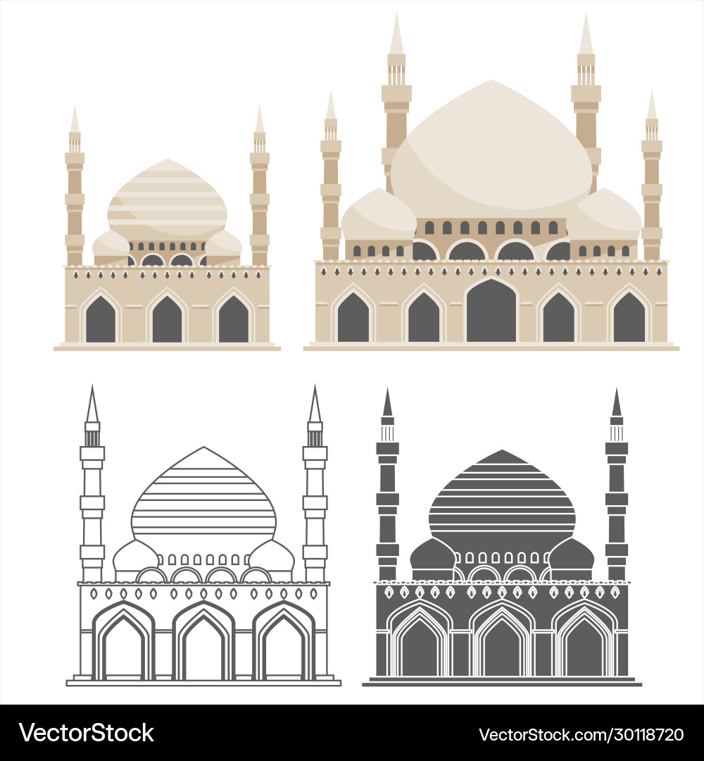 Muslim traditional architecture mosque house Vector Image