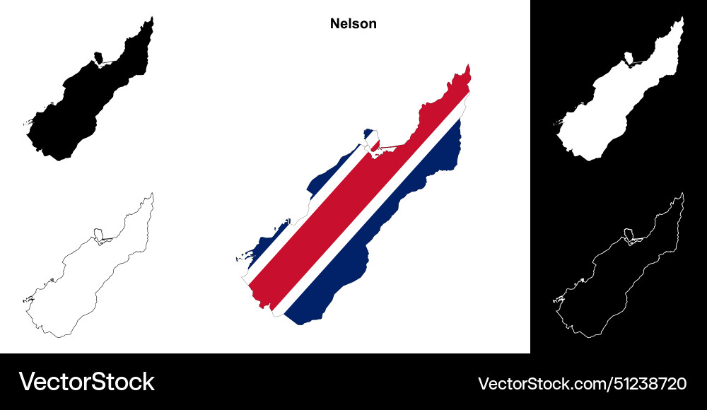 Nelson outline map Royalty Free Vector Image - VectorStock