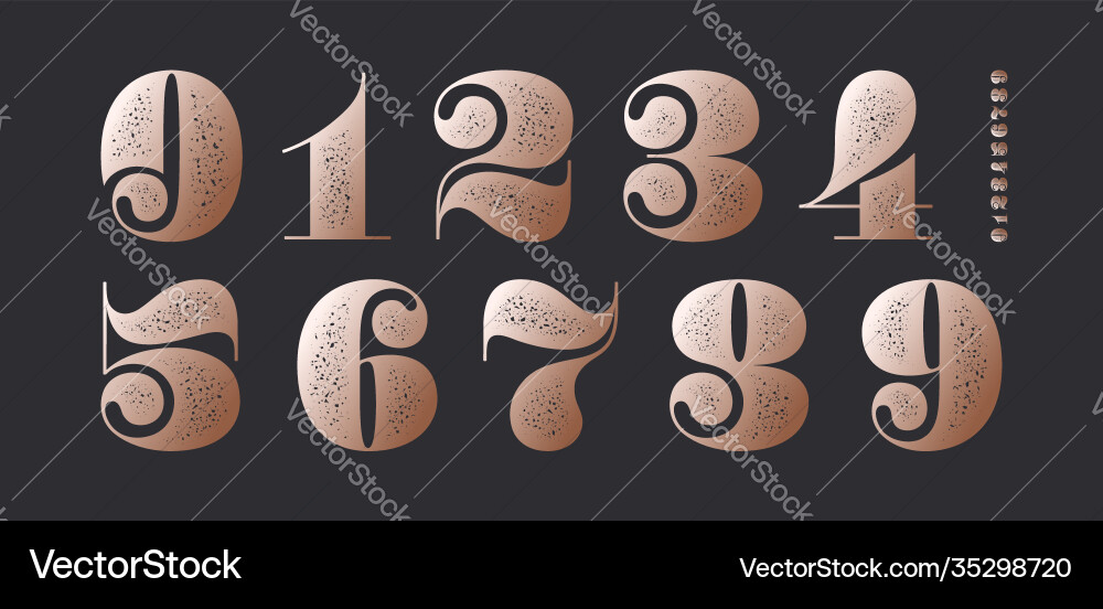 Number font classical french didot style texture Vector Image