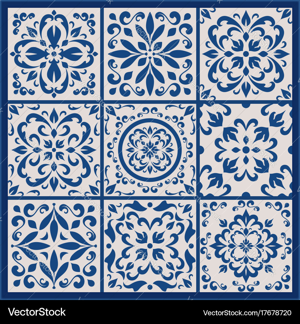 Portuguese Azulejo Tiles Royalty Free Vector Image