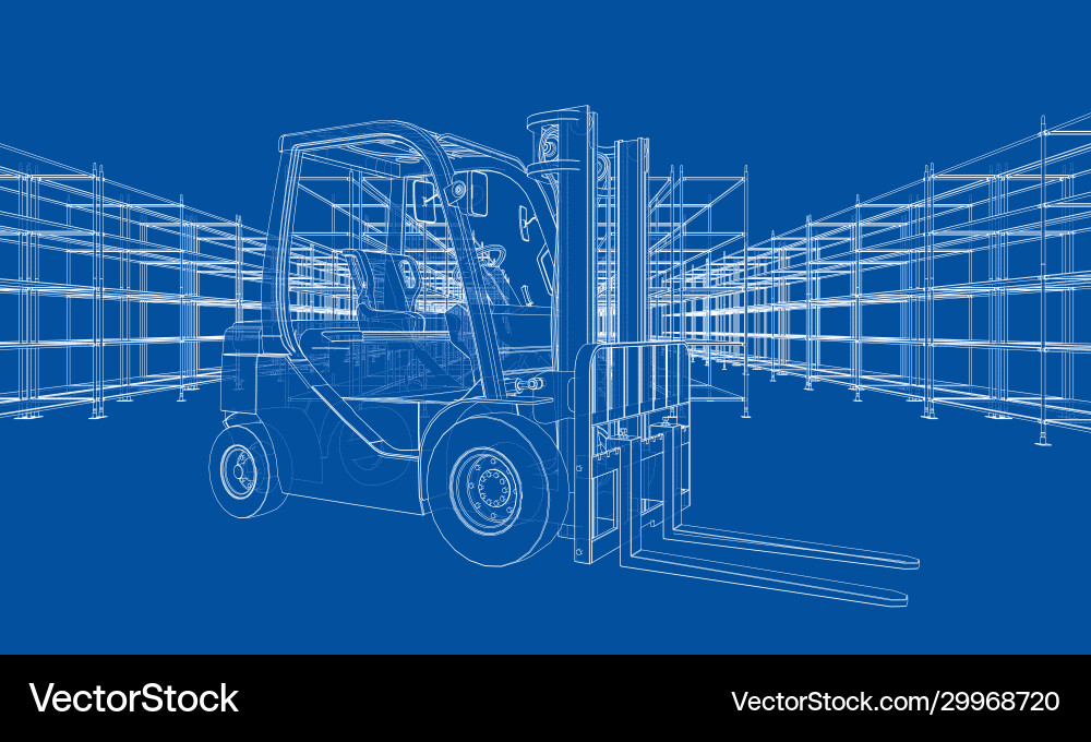 Warehouse shelves and forklift Royalty Free Vector Image