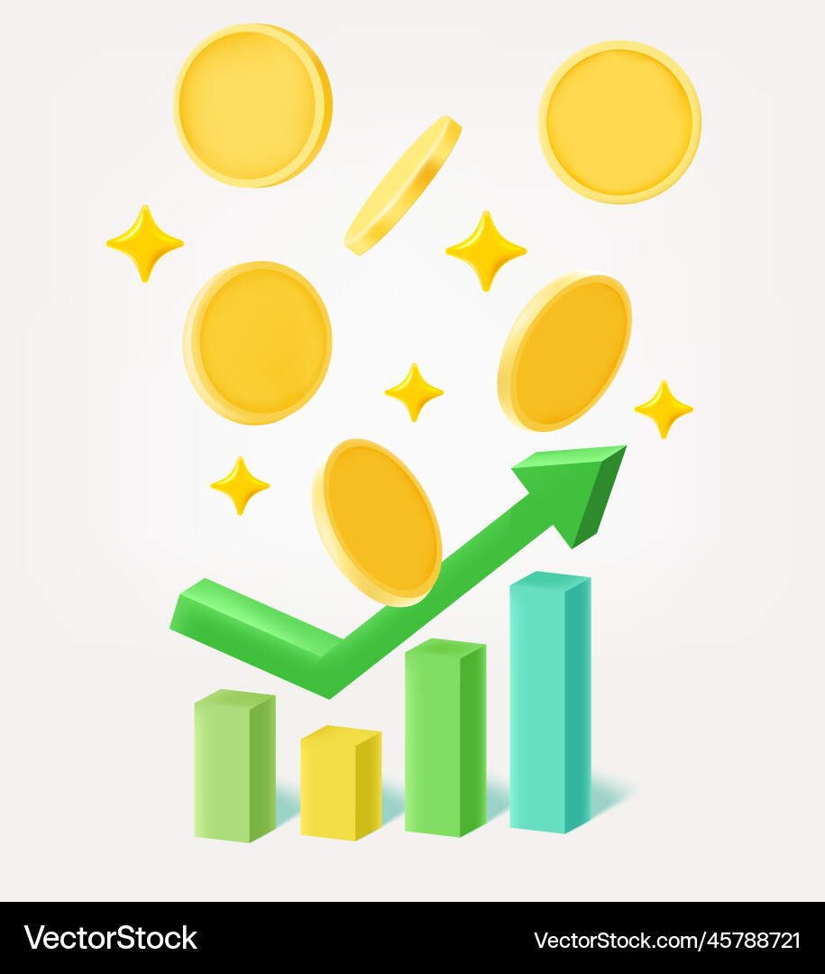 Business chart with golden coins success Vector Image