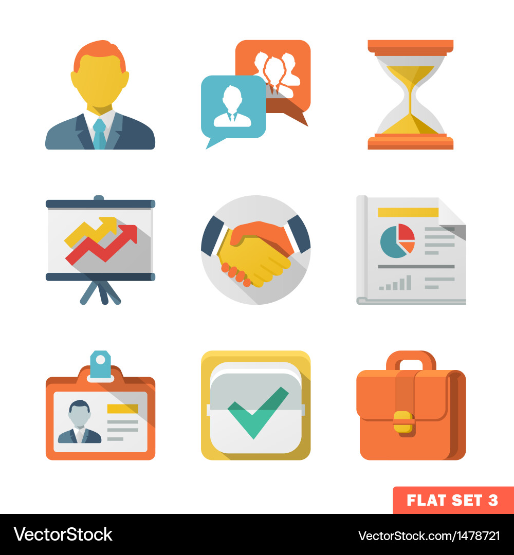 Business flat icon set Royalty Free Vector Image