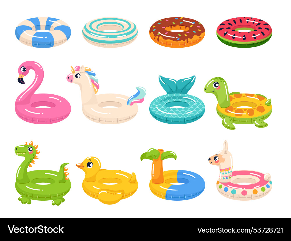 Cartoon inflatable circles colorful swimming Vector Image