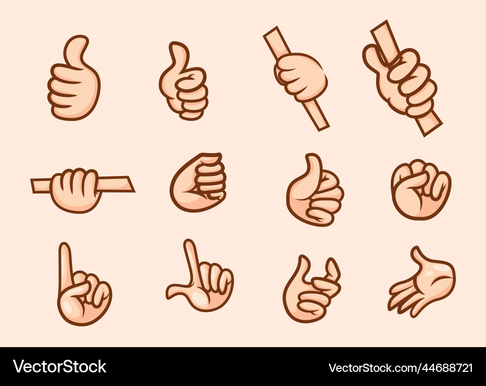 Collection of cartoon hands in different poses Vector Image