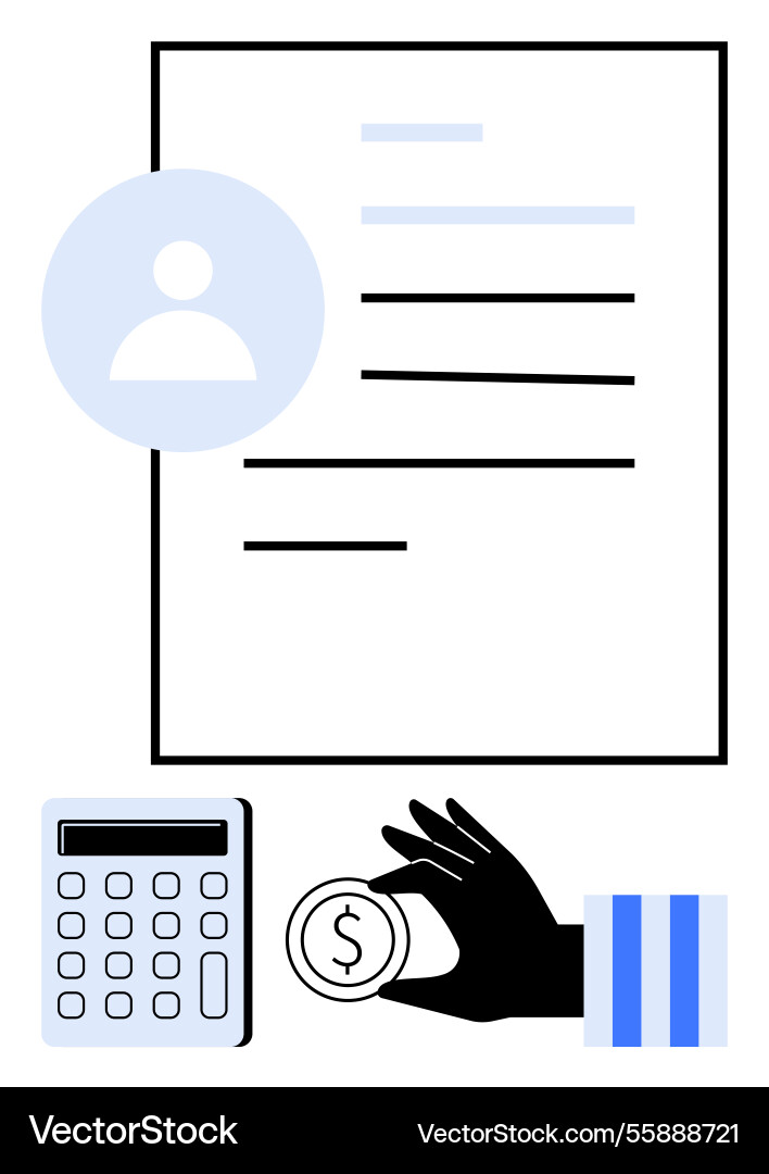 Document with profile picture calculator Vector Image