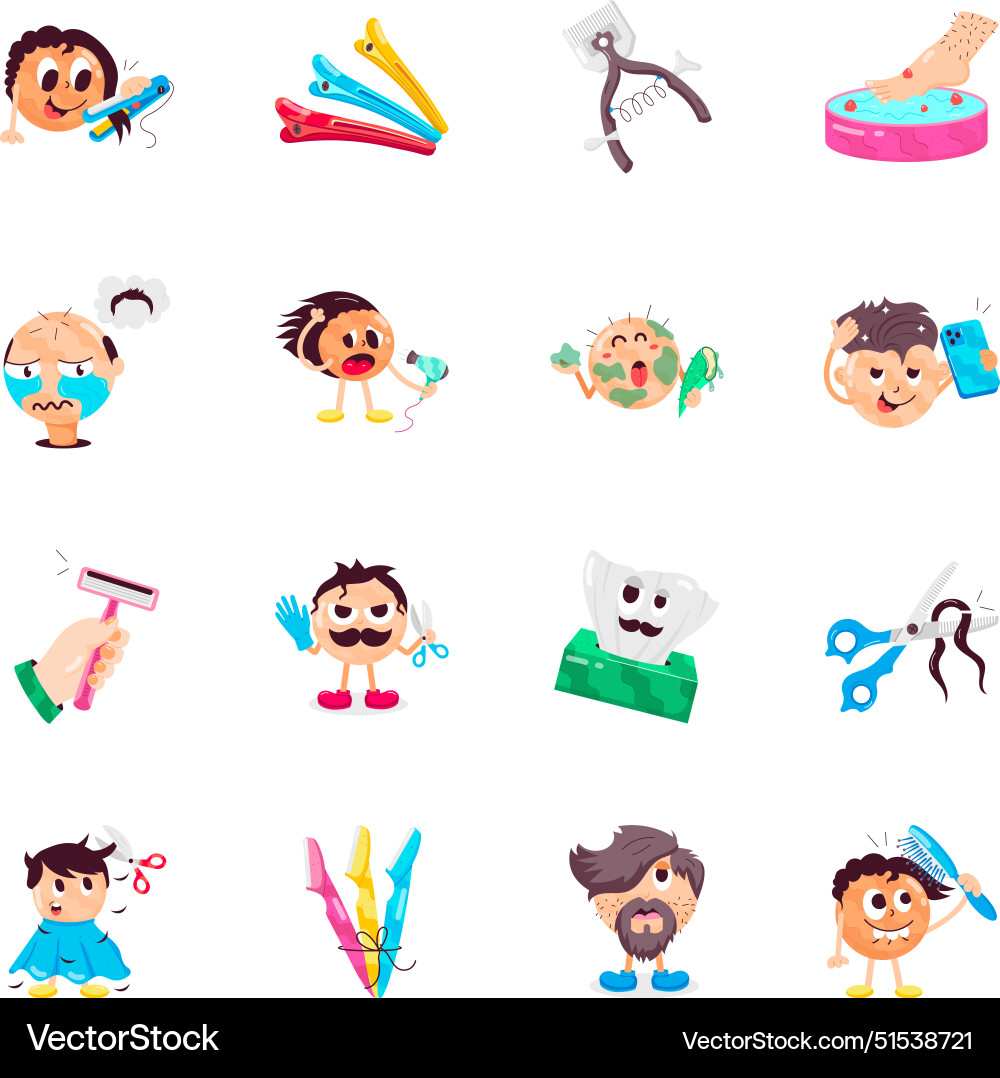 Flat style barber shop stickers Royalty Free Vector Image