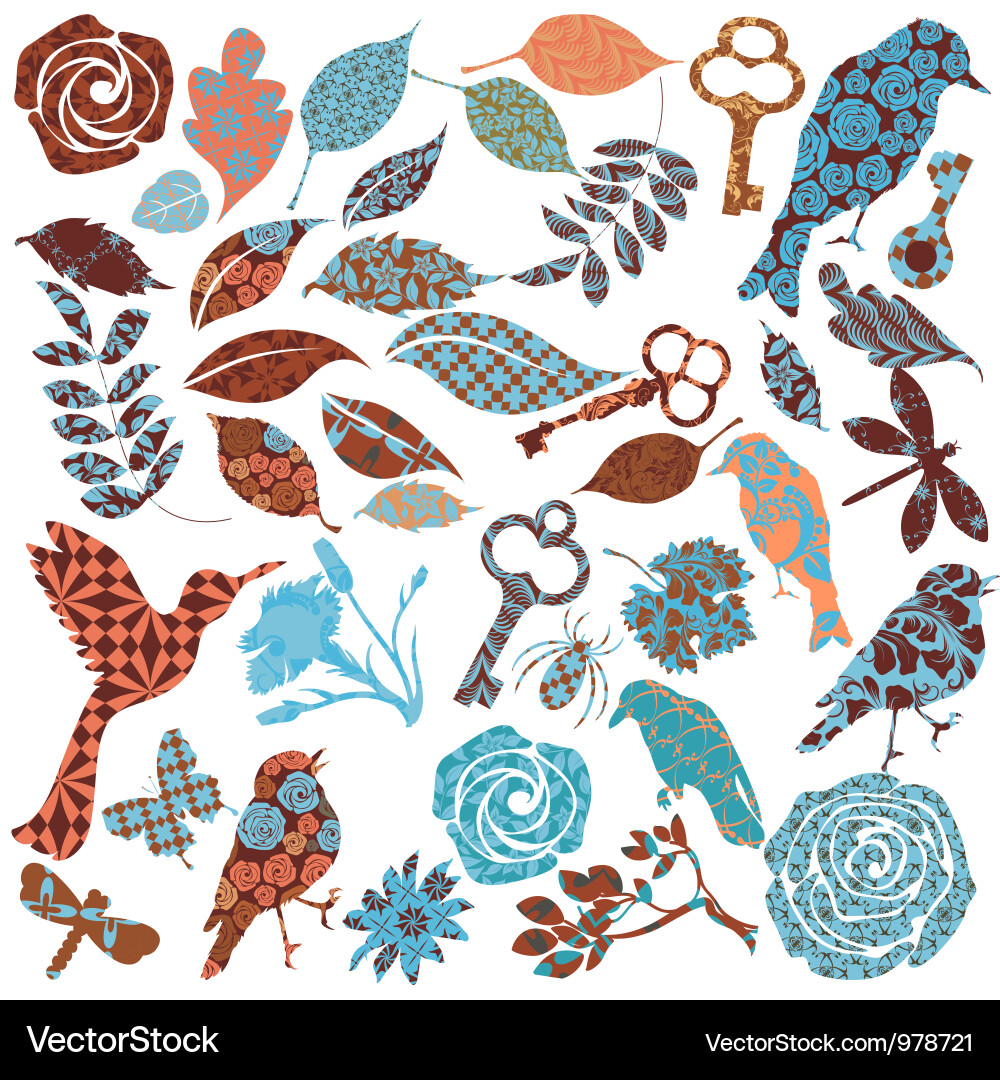 Floral Patch Silhouettes Royalty Free Vector Image