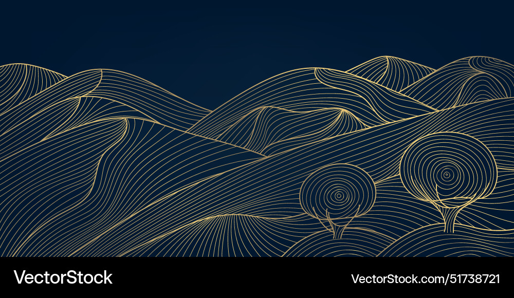 Gold landscape background line hills Royalty Free Vector