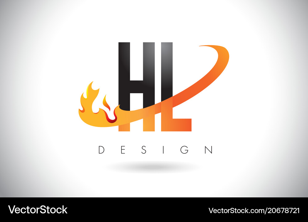 Hl h l letter logo with fire flames design Vector Image
