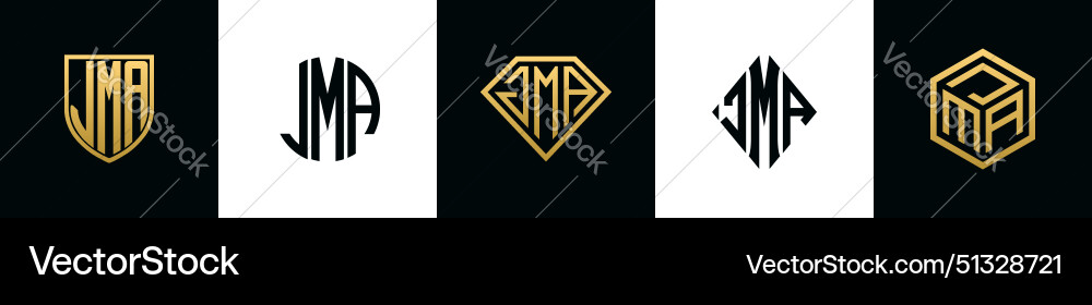 Initial letters jma logo designs bundle Royalty Free Vector