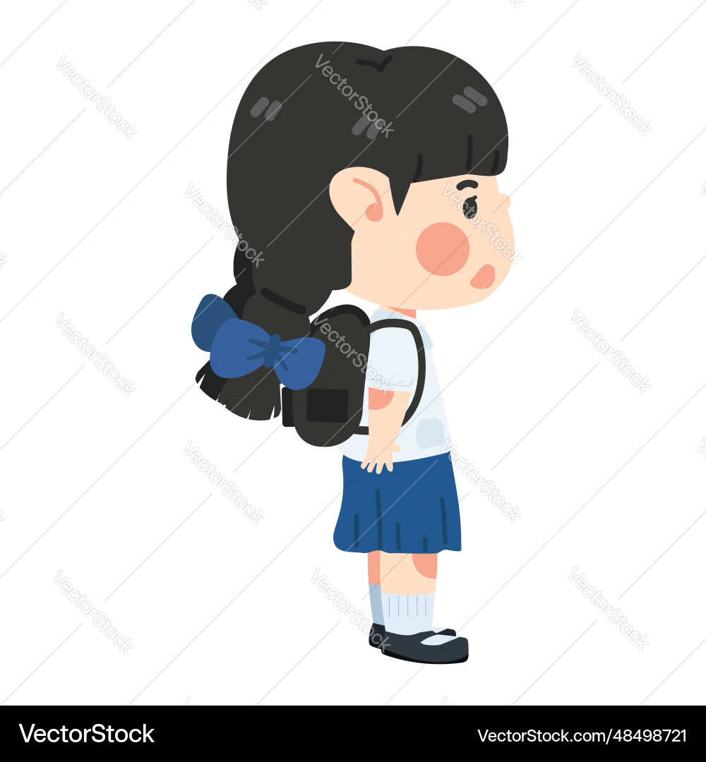 Kid girl student school uniform Royalty Free Vector Image