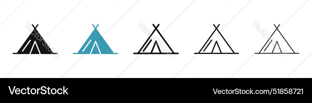 Tent icon set in black and blue colors Royalty Free Vector